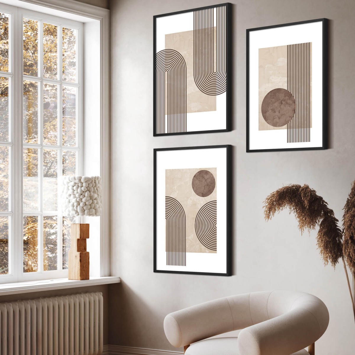 Zestaw 3 obrazów Abstrakcyjne linie duży format | Poster Planet